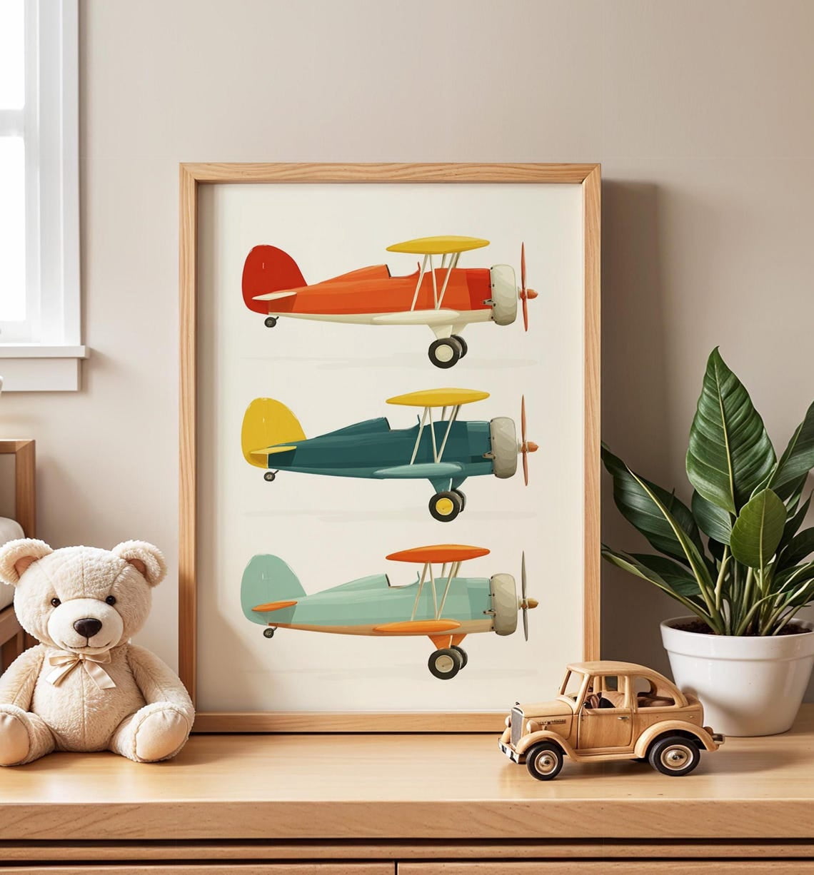 Airplane Nursery Vintage Plane Illustration Boys Room Adventure Decor ...