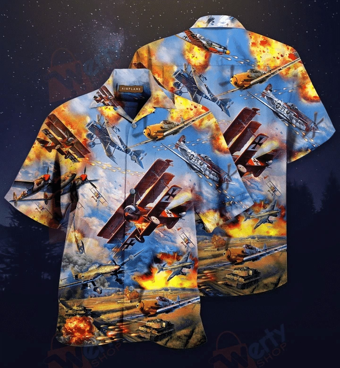 Airplane On War Hawaiian Shirt - Walmart.com