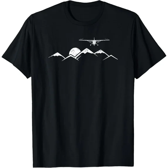 Airplane Over Mountains Aviation Pilot Flight Fly Gift Art Unisex T ...
