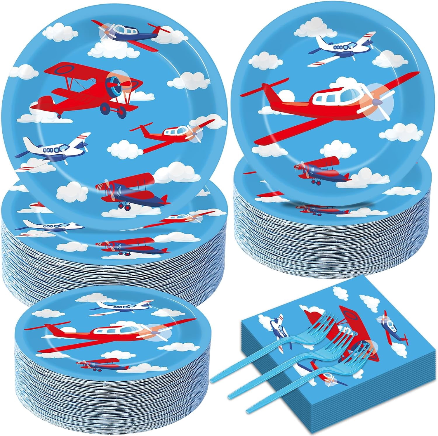 Airplane Party Plates and Napkins for 50 Guests Tableware Set Plane ...