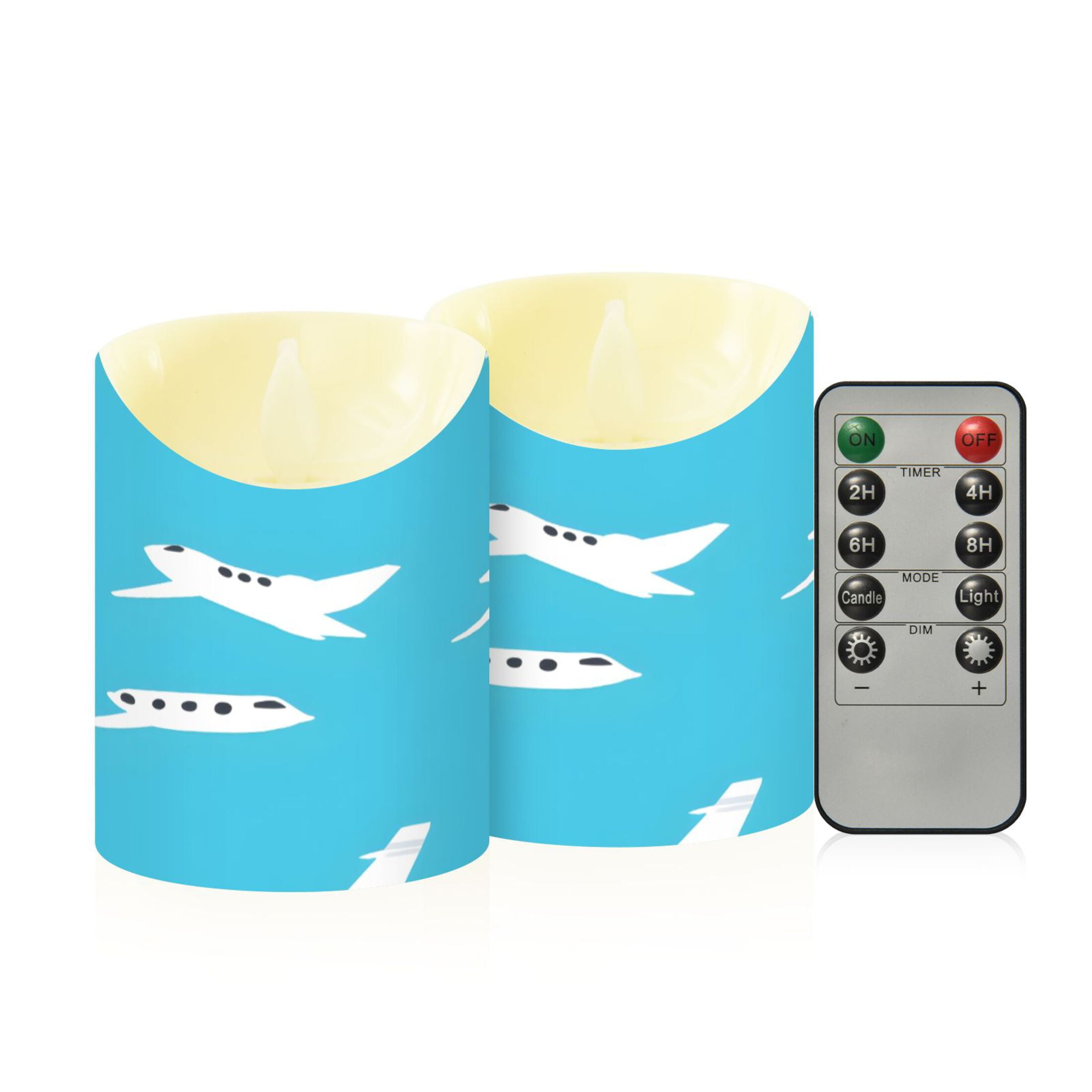 Airplane Pattern Flameless Candles 2 PCS with Remote Realistic Moving ...