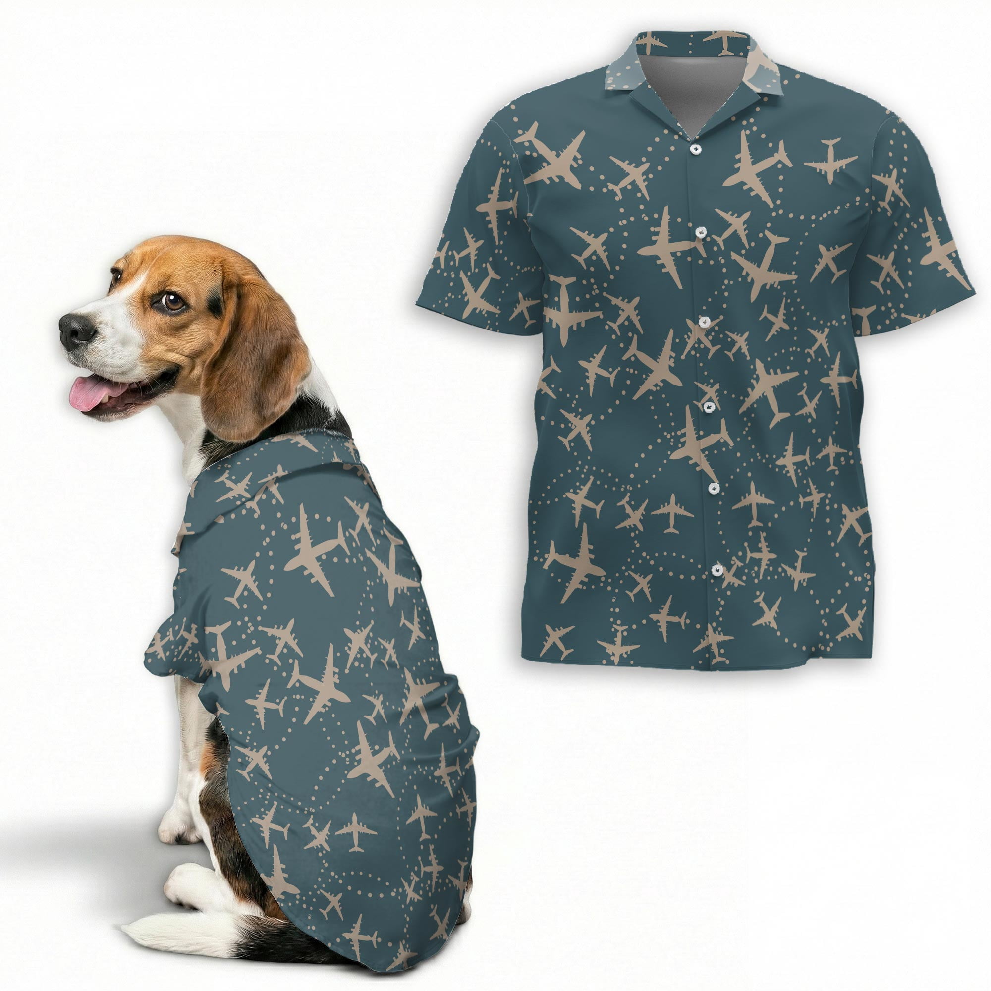 Airplane Pattern Hawaiian Shirt for Men, Aviation Aloha Shirt, Pilot ...