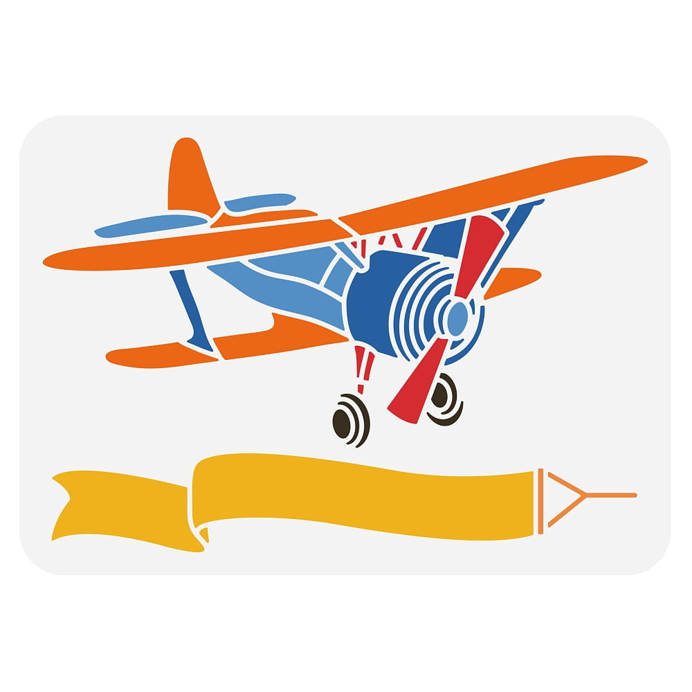 Airplane Pattern Stencil 12x8" Airplane and Banner Reusable PET Drawing ...