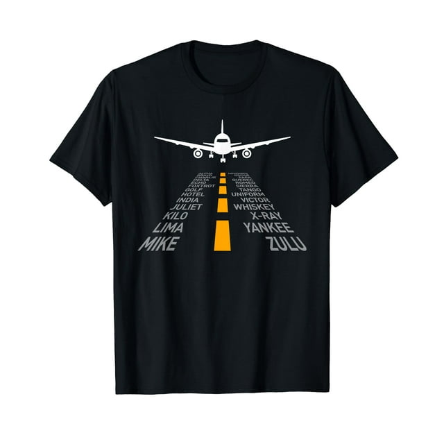 Airplane Pilot Gifts Airport Runway Phonetic Alphabet Plane T-Shirt ...