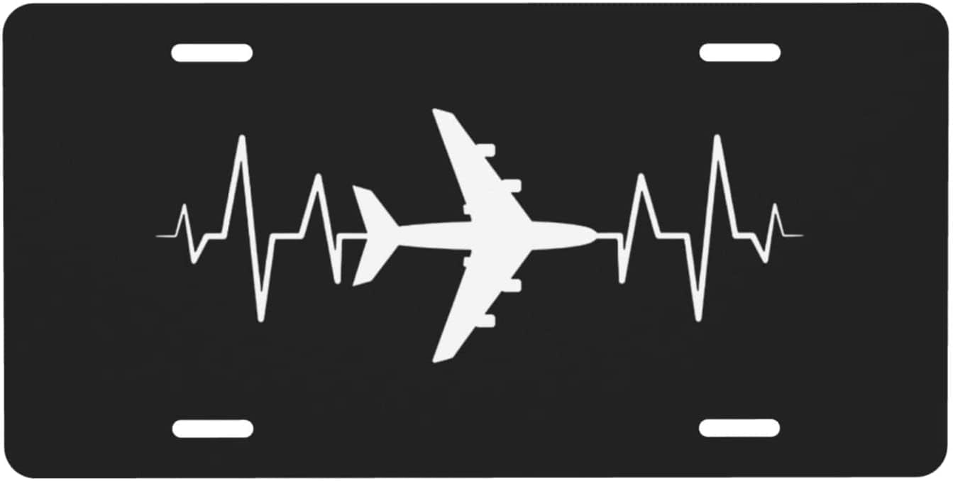 Airplane Pilot Heartbeat Car Plate Aluminum Metal Durable Standard Car ...
