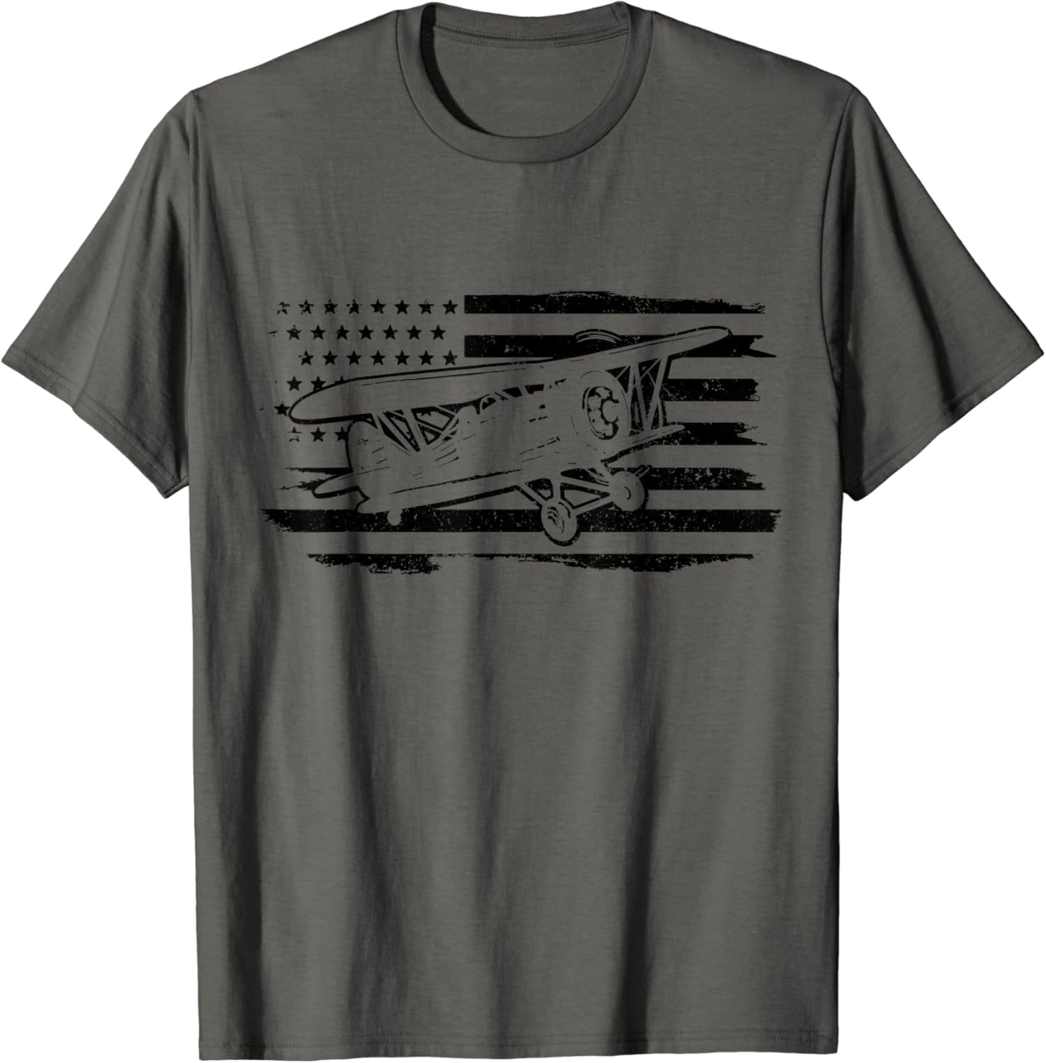 Airplane Pilot Vintage Patriotic Flag Biplane Plane Aviation T-Shirt ...