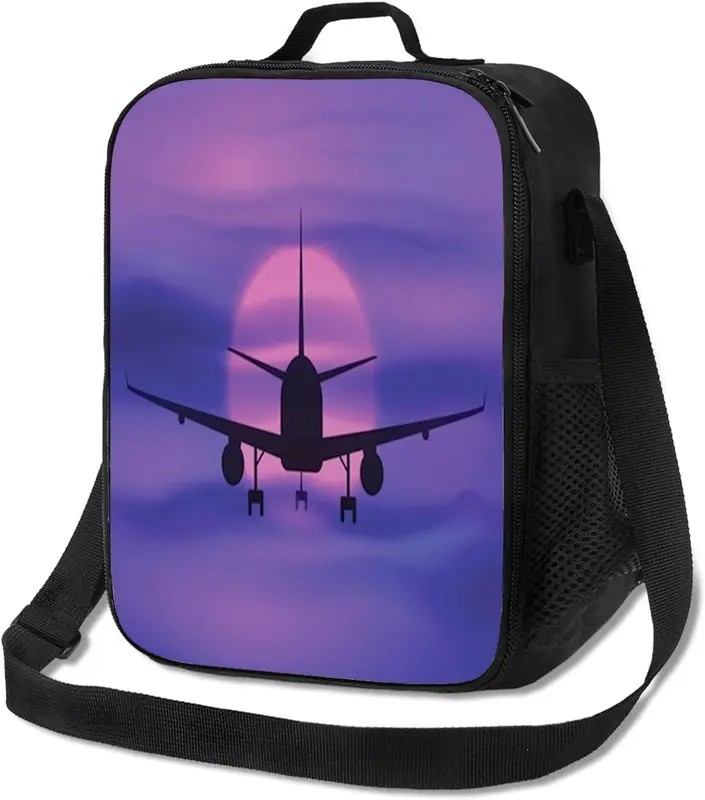Airplane/Plane in Dreamy Sunset Sky Pattern Insulated Lunch Bag for ...