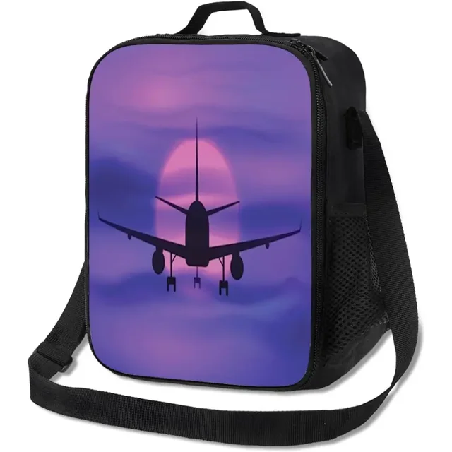 Airplane/Plane in Dreamy Sunset Sky Pattern Insulated Lunch Bag for ...