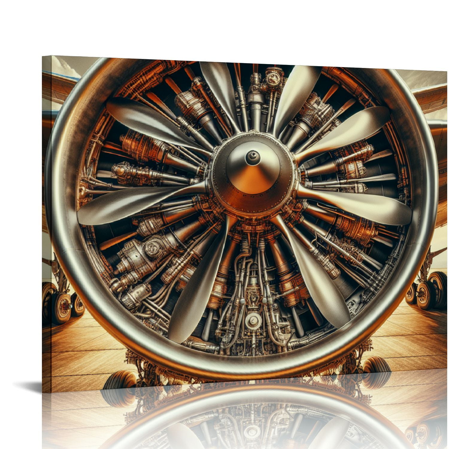 Airplane Propeller Canvas Wall Art: Plane Engine Artwork Vintage ...