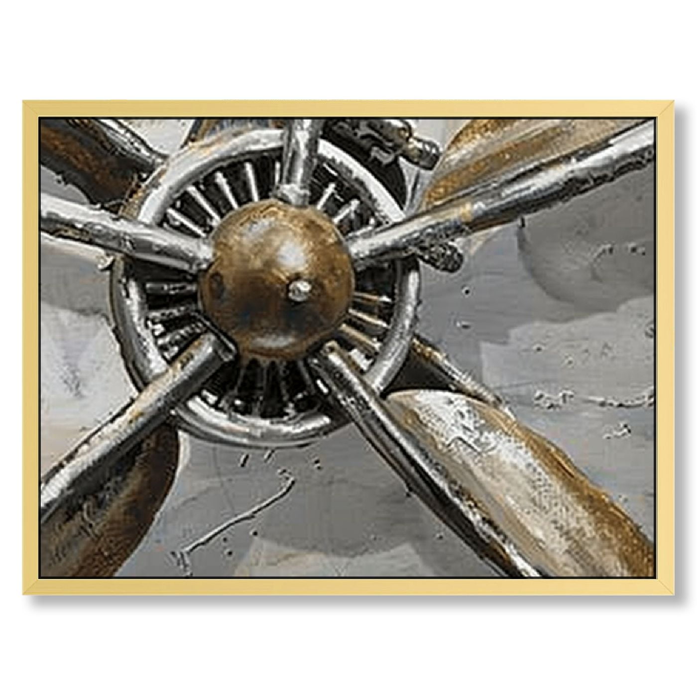 Airplane Propeller Canvas print Aircraft Engine Painting Grey and Gold ...