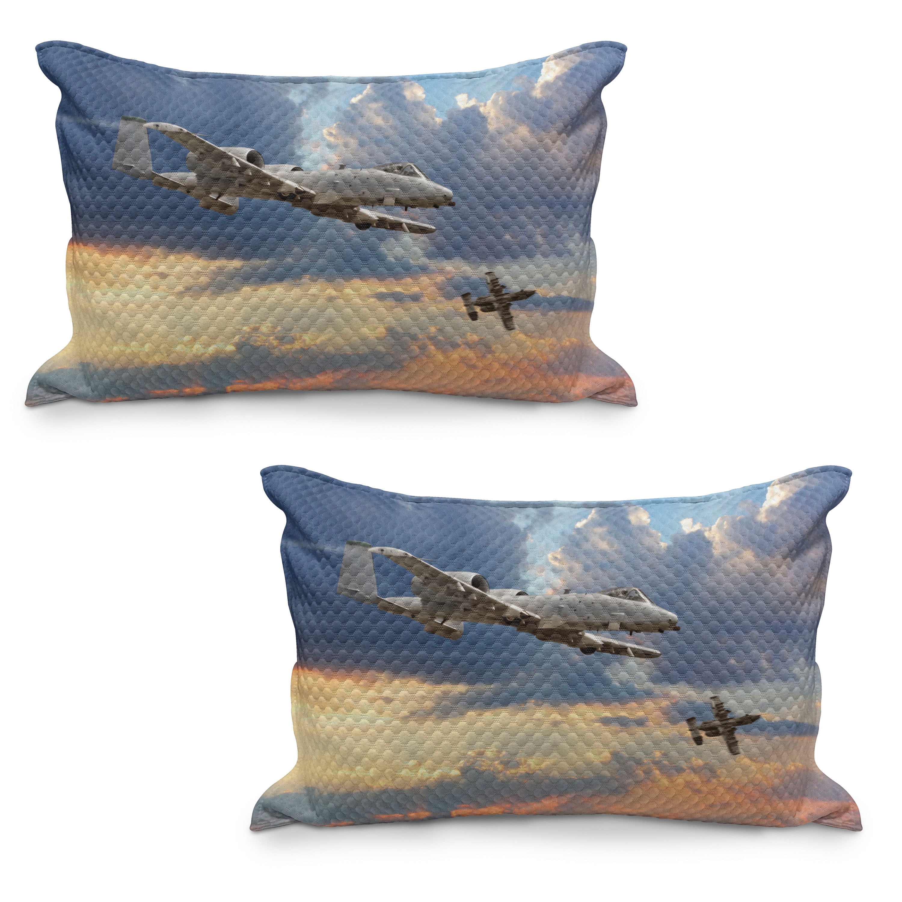 Airplane Quilted Pillowcover Set of 2, Peacekeepers Mission Jet up ...