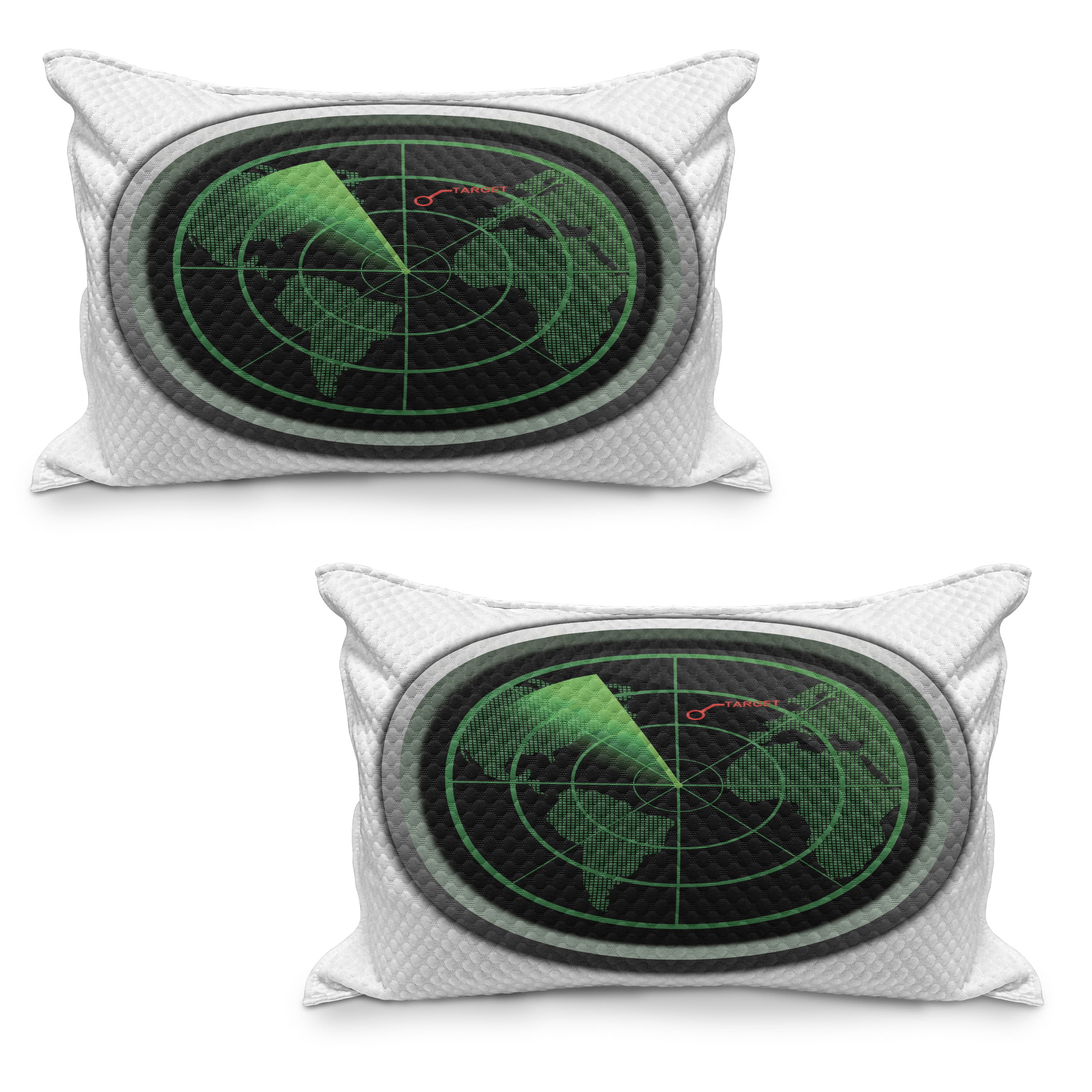 Airplane Quilted Pillowcover Set of 2, Plane Flight Screen Radar Route ...