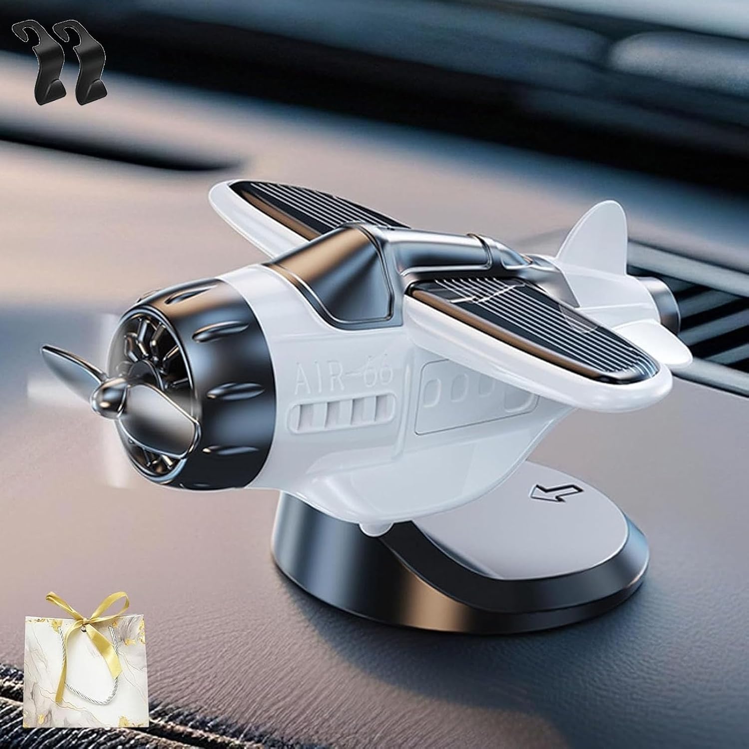 Airplane Shaped Car Ornaments, 2025 New Dashboard Ornament Solar ...