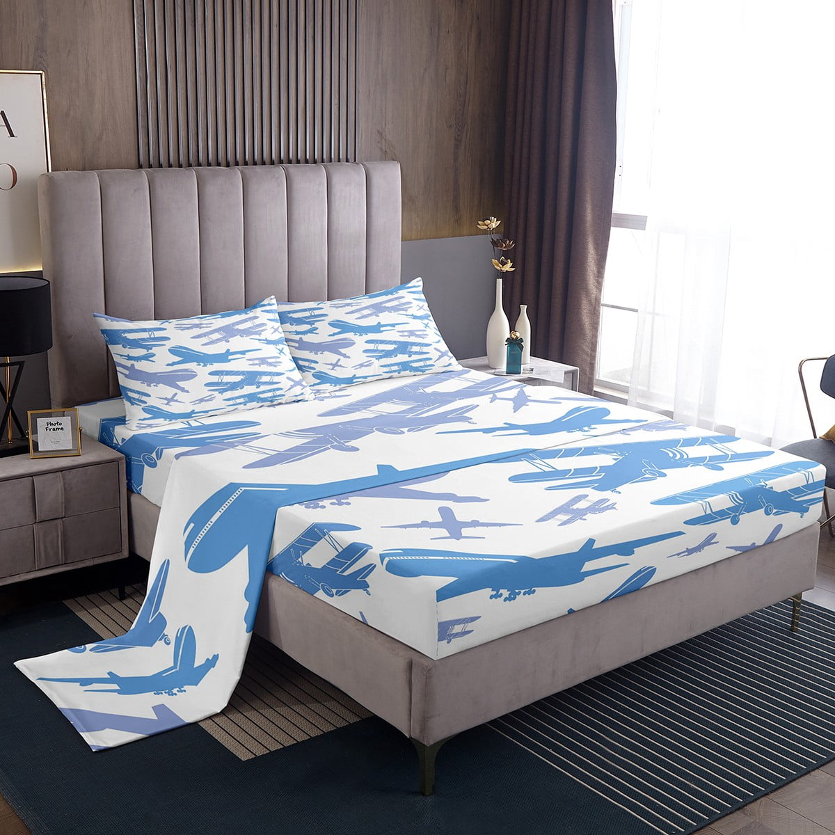 Airplane Sheet Set Aviation Aircraft Sketch Bed Sheets Set King ...