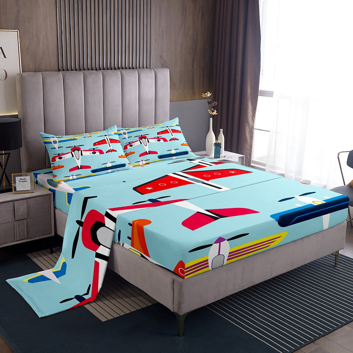 Airplane Sheet Set Helicopter Aircraft Military Transport Rainbow ...