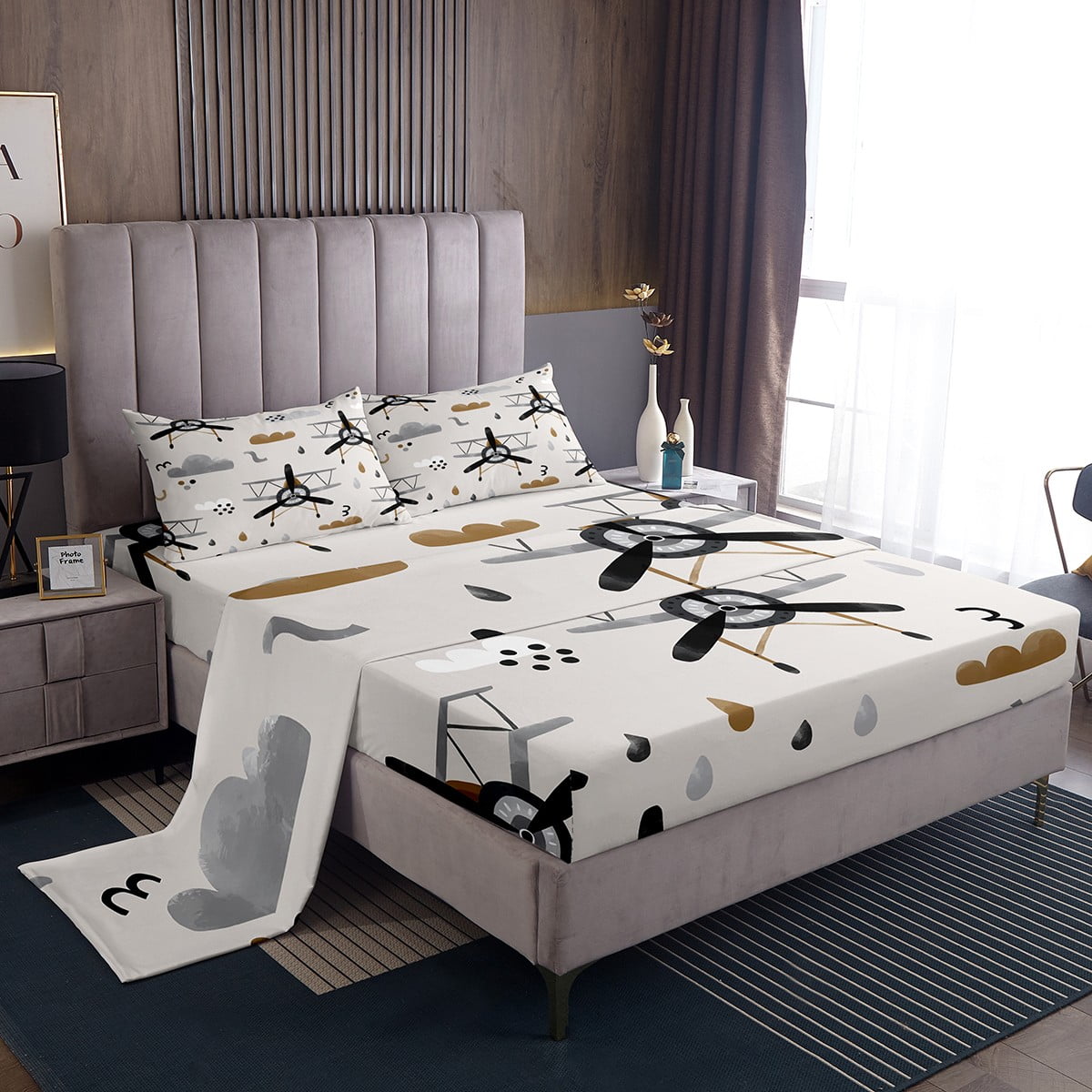 Airplane Sheet Set for Kids Boys,Construction Sheets Cartoon Aircraft ...