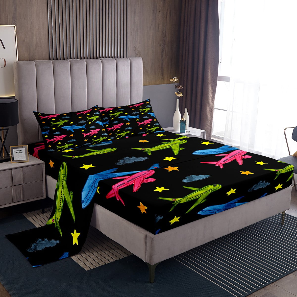 Airplane Sheet Set Multicolor Plane Bed Sheets Set Twin,Helicopter ...