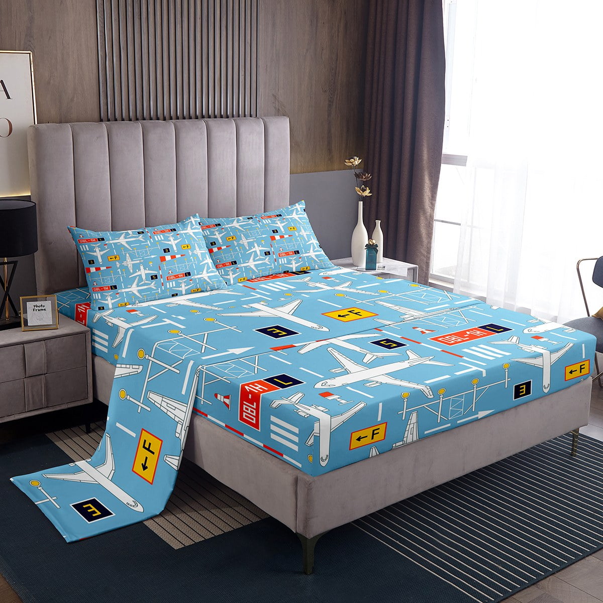Airplane Sheets Full Size Passenger Airplanes Bed Sheets Set Teens ...