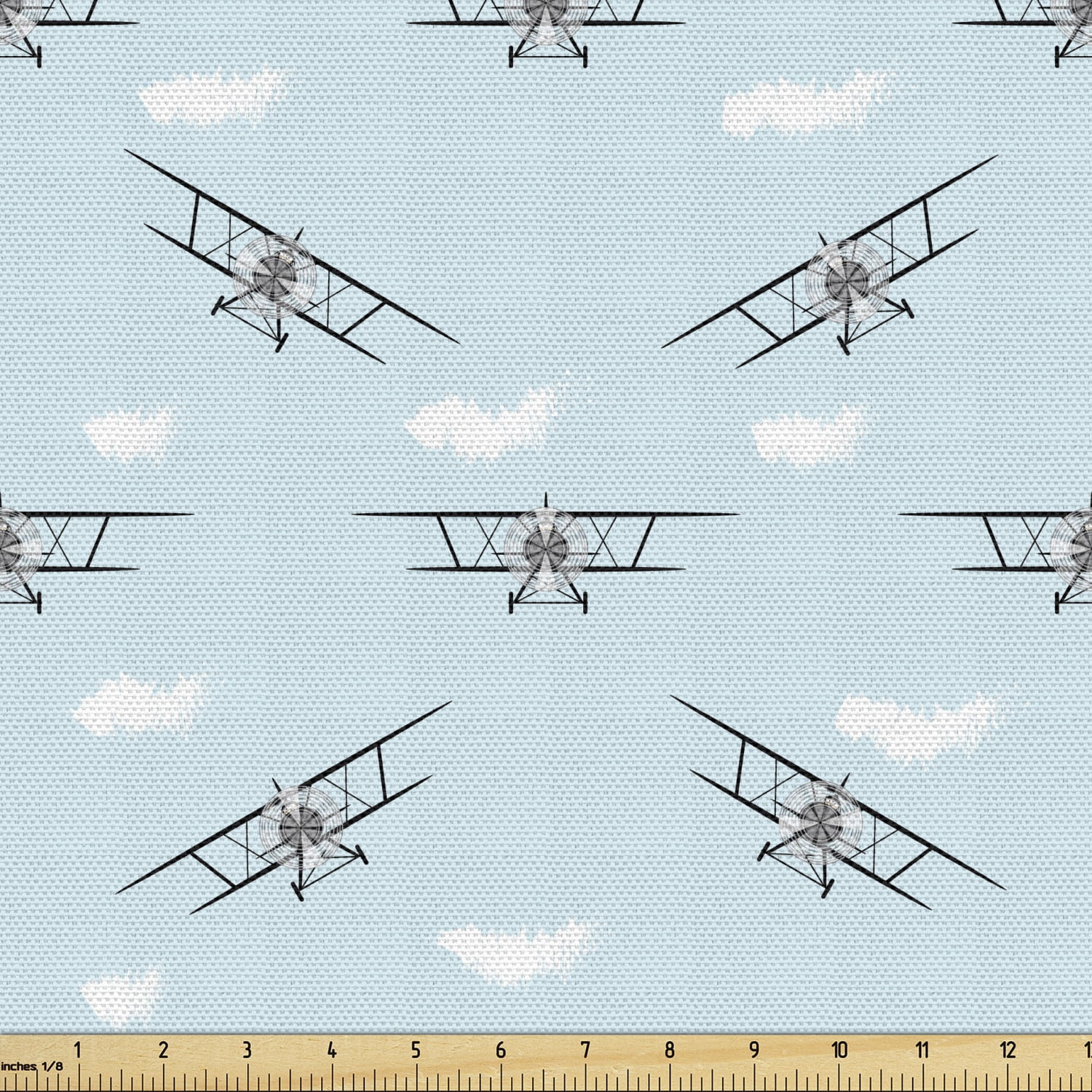 Ambesonne Airplane Fabric by the Yard Upholstery, Old Aircraft Biplanes ...