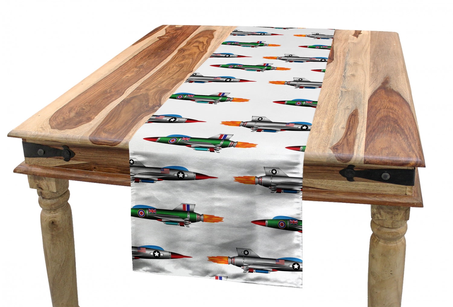Airplane Table Runner, Jet-Planes Aviation Attack Modern Technology ...