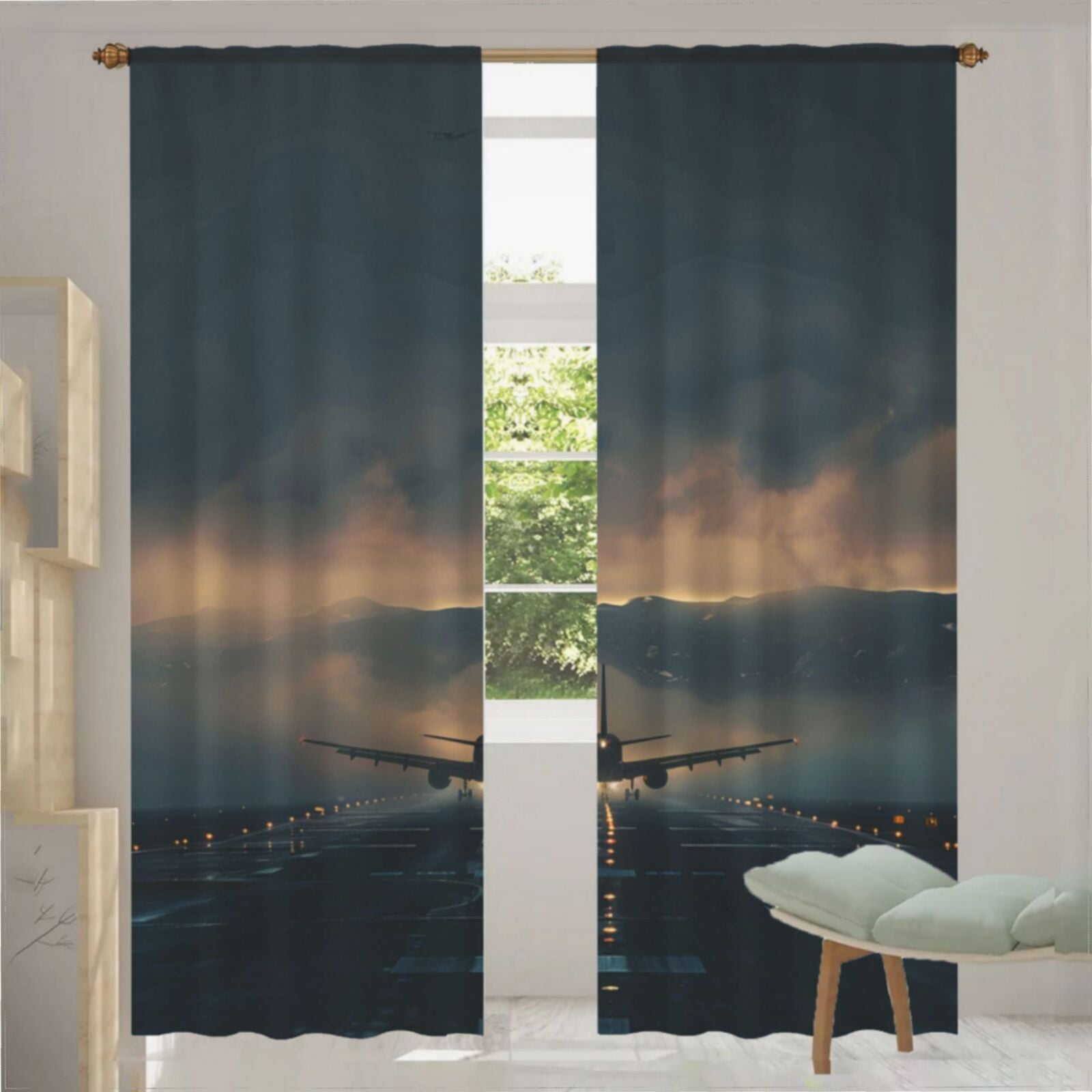 Airplane Takeoff (11) Curtain For Living Room Bedroom Kitchen Window ...