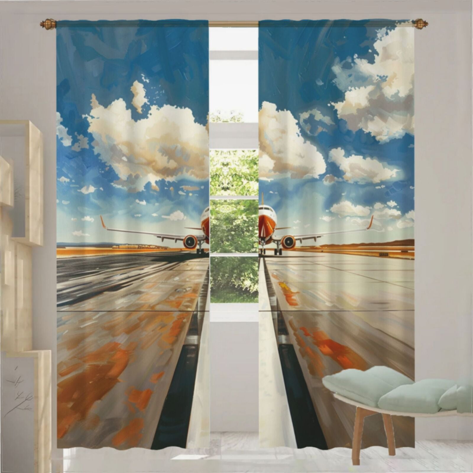 Airplane Takeoff (111) Curtains for Living Room Bedroom Decor ...