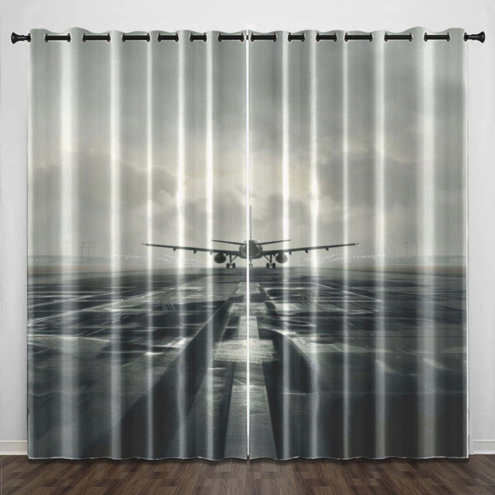 Airplane Takeoff (28) Curtains 2 Panels Set Blackout For Bedroom Living ...