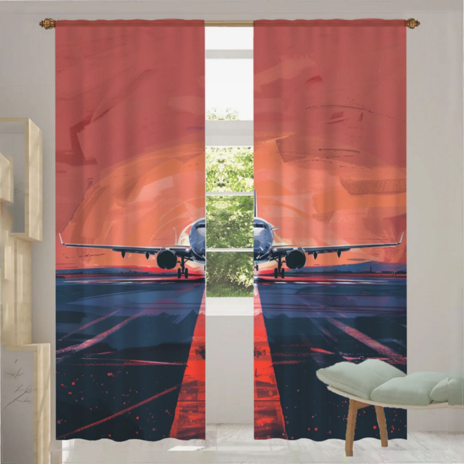 Airplane Takeoff (33) Curtains for Living Room Bedroom Decor ...