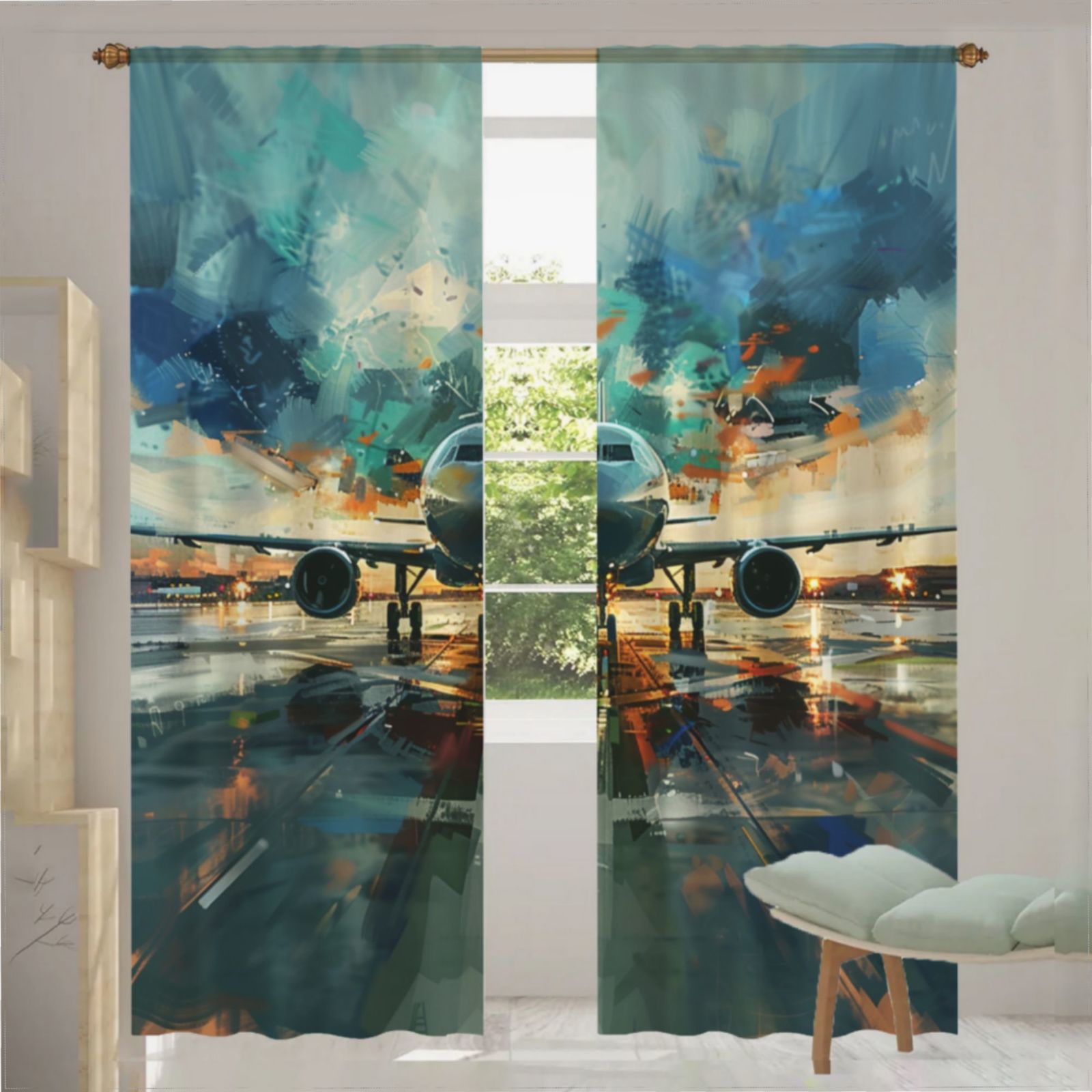 Airplane Takeoff (40) Curtains for Living Room Bedroom Decor ...