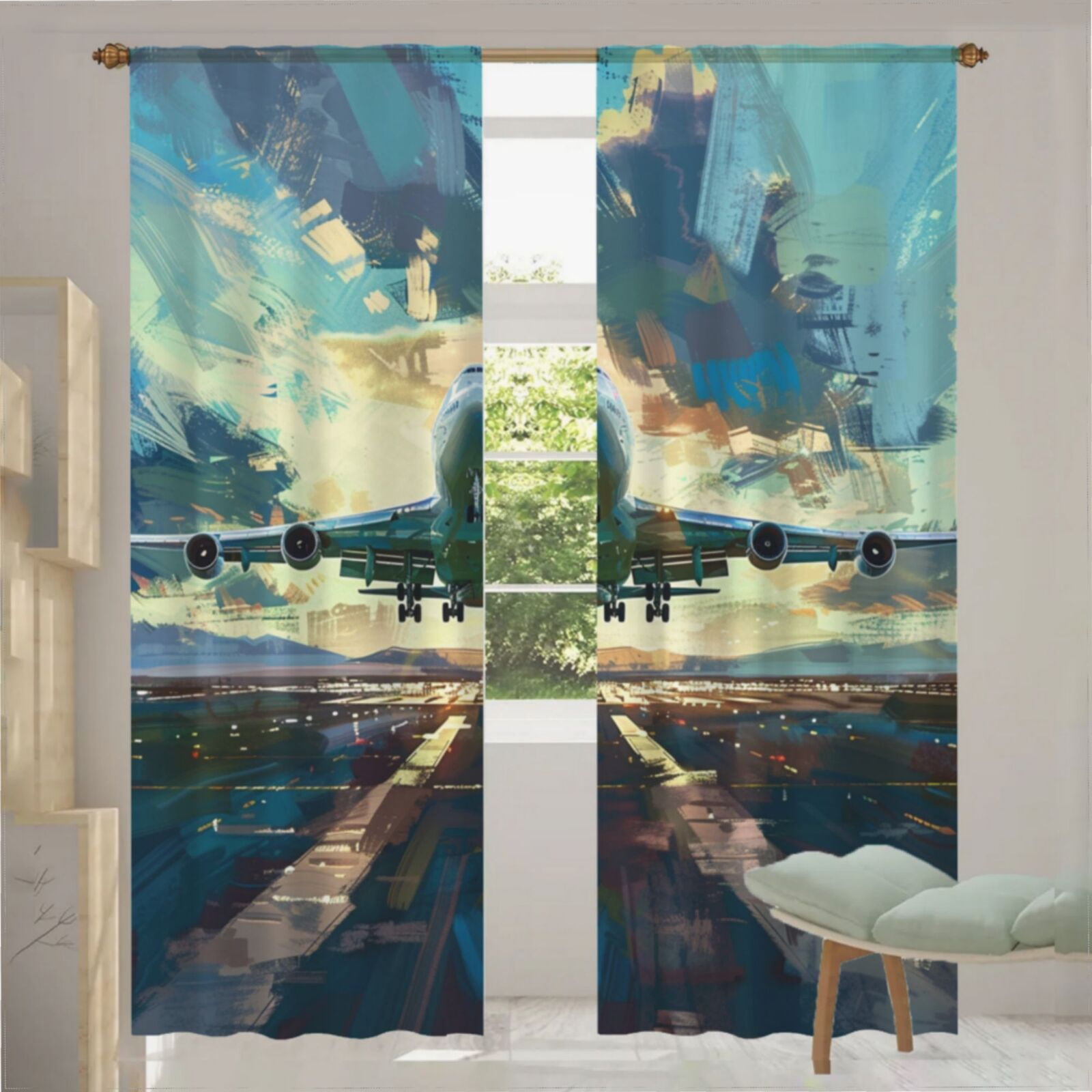 Airplane Takeoff (41) Curtains for Living Room Bedroom Decor ...