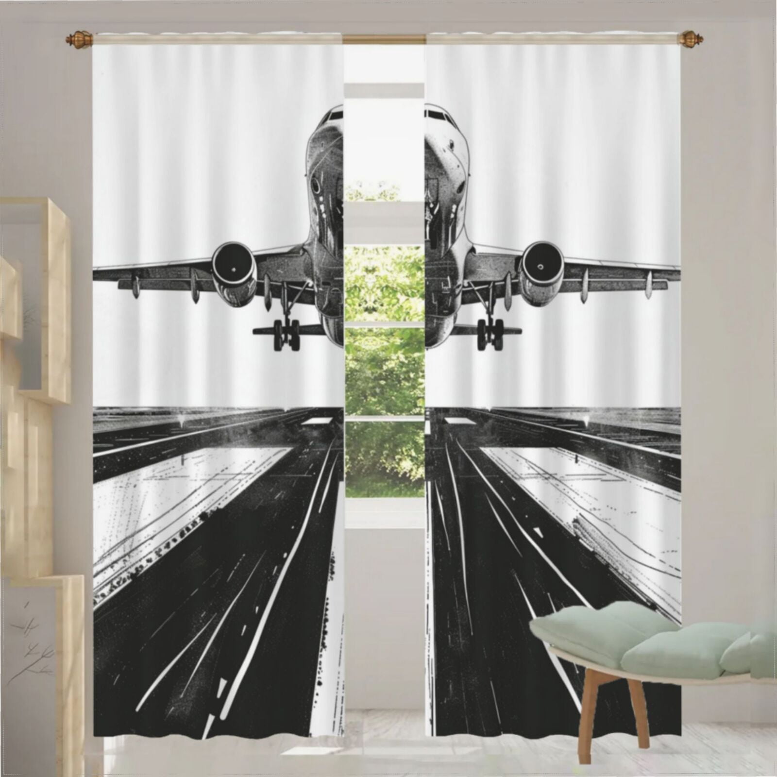 Airplane Takeoff (48) Curtains for Living Room Bedroom Decor ...