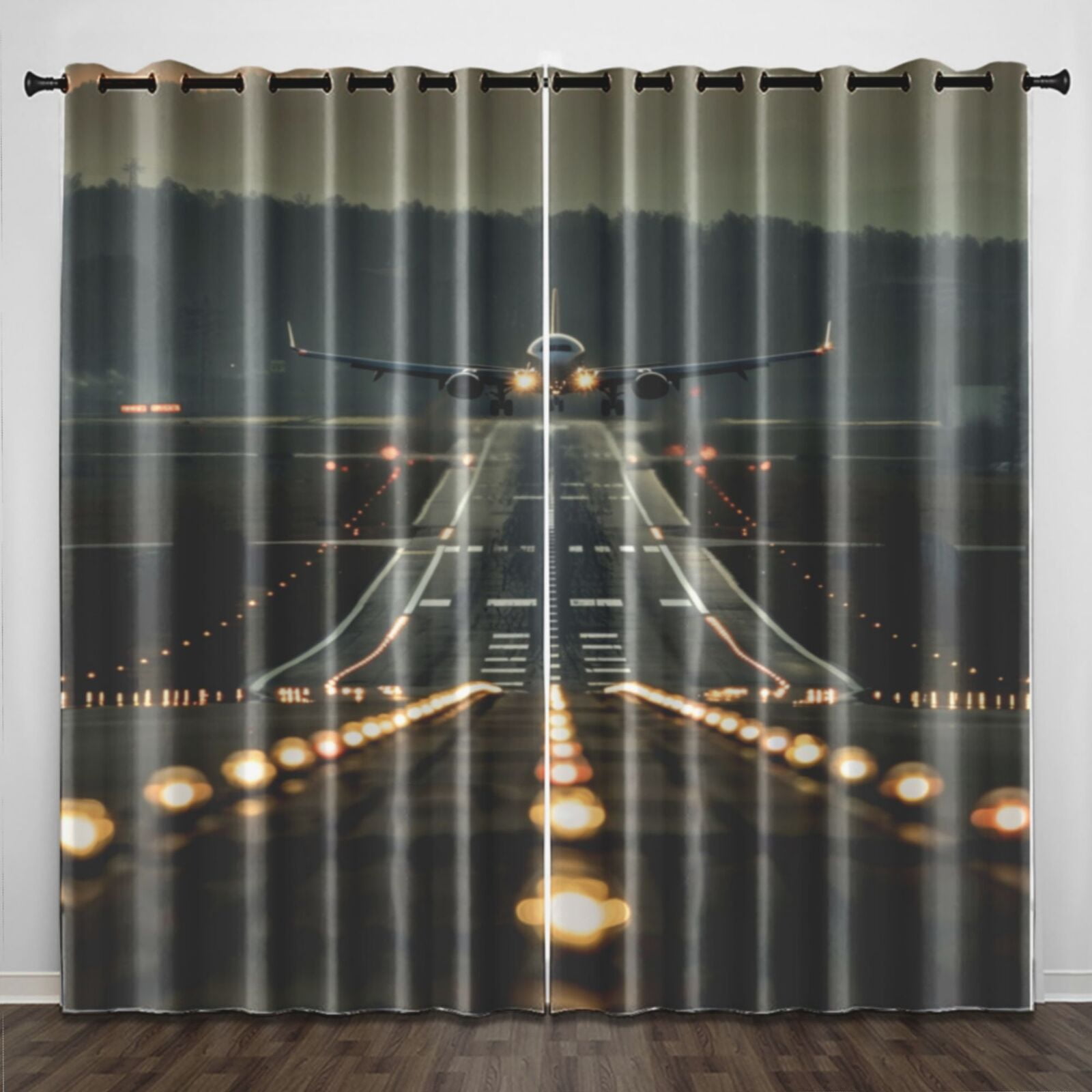 Airplane Takeoff (49) Curtains 2 Panels Set Blackout For Bedroom Living ...