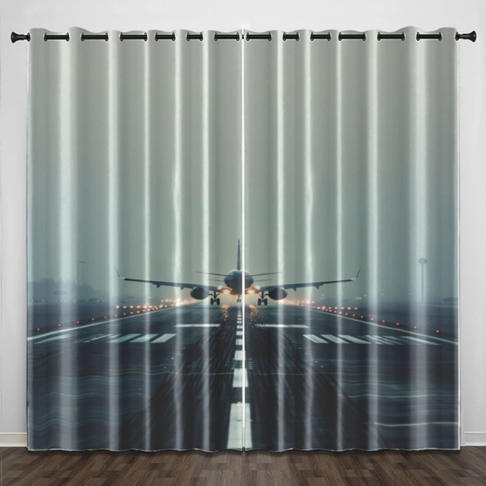 Airplane Takeoff (5) Curtains 2 Panels Set Blackout For Bedroom Living ...