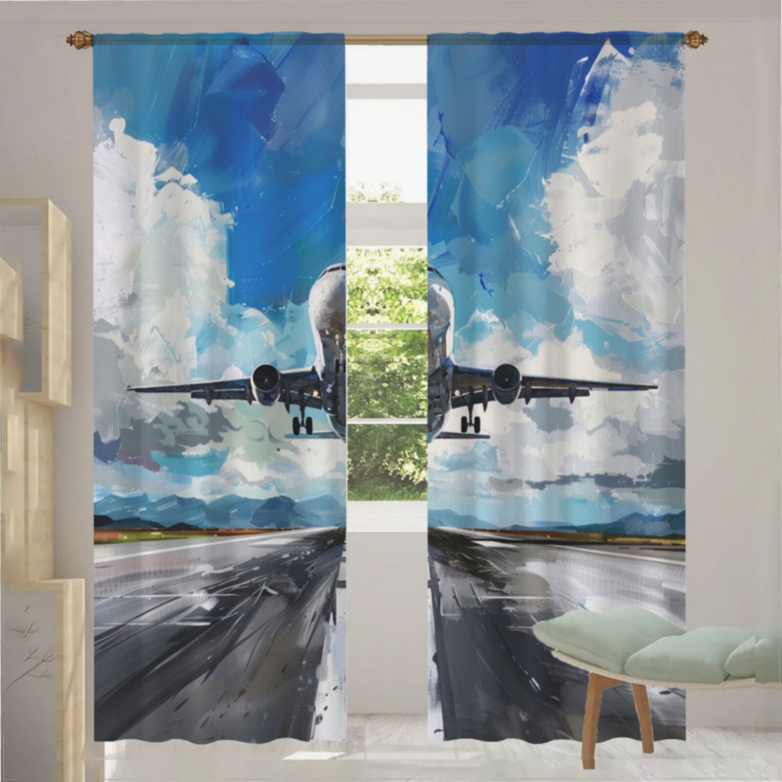 Airplane Takeoff (53) Curtains for Living Room Bedroom Decor ...