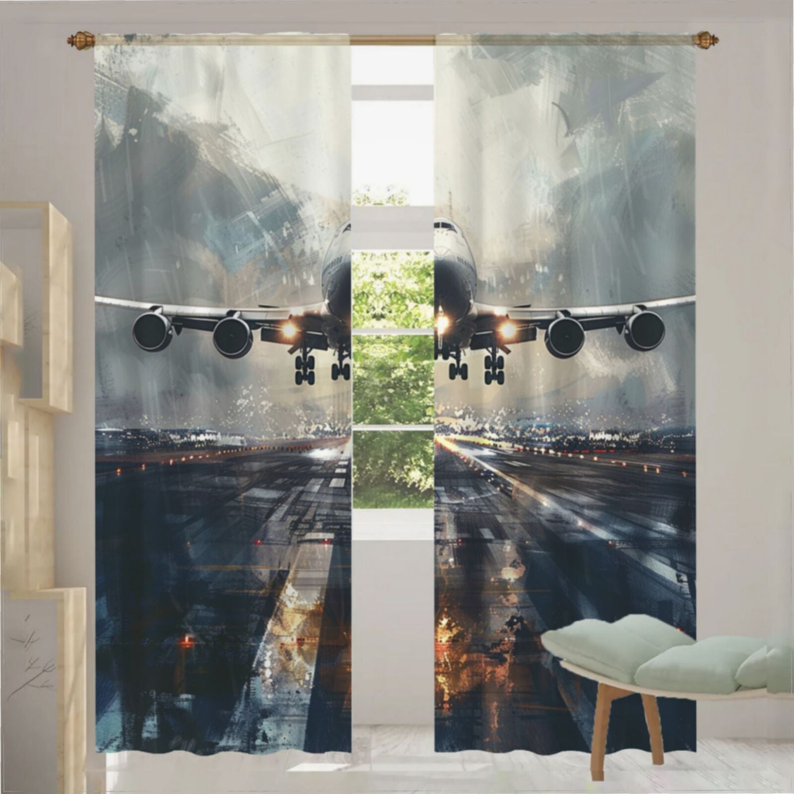 Airplane Takeoff (57) Curtains for Living Room Bedroom Decor ...