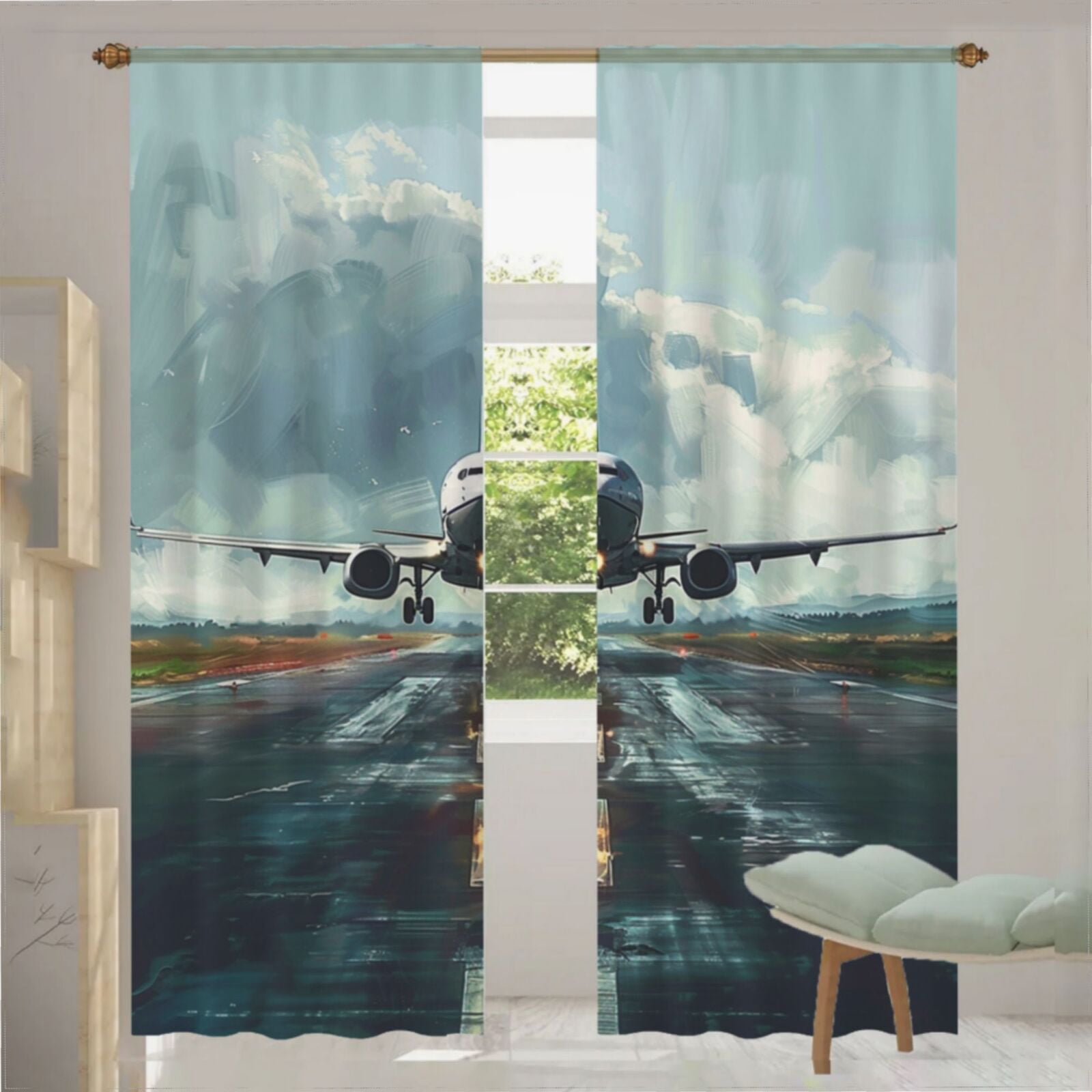 Airplane Takeoff (67) Curtains for Living Room Bedroom Decor ...