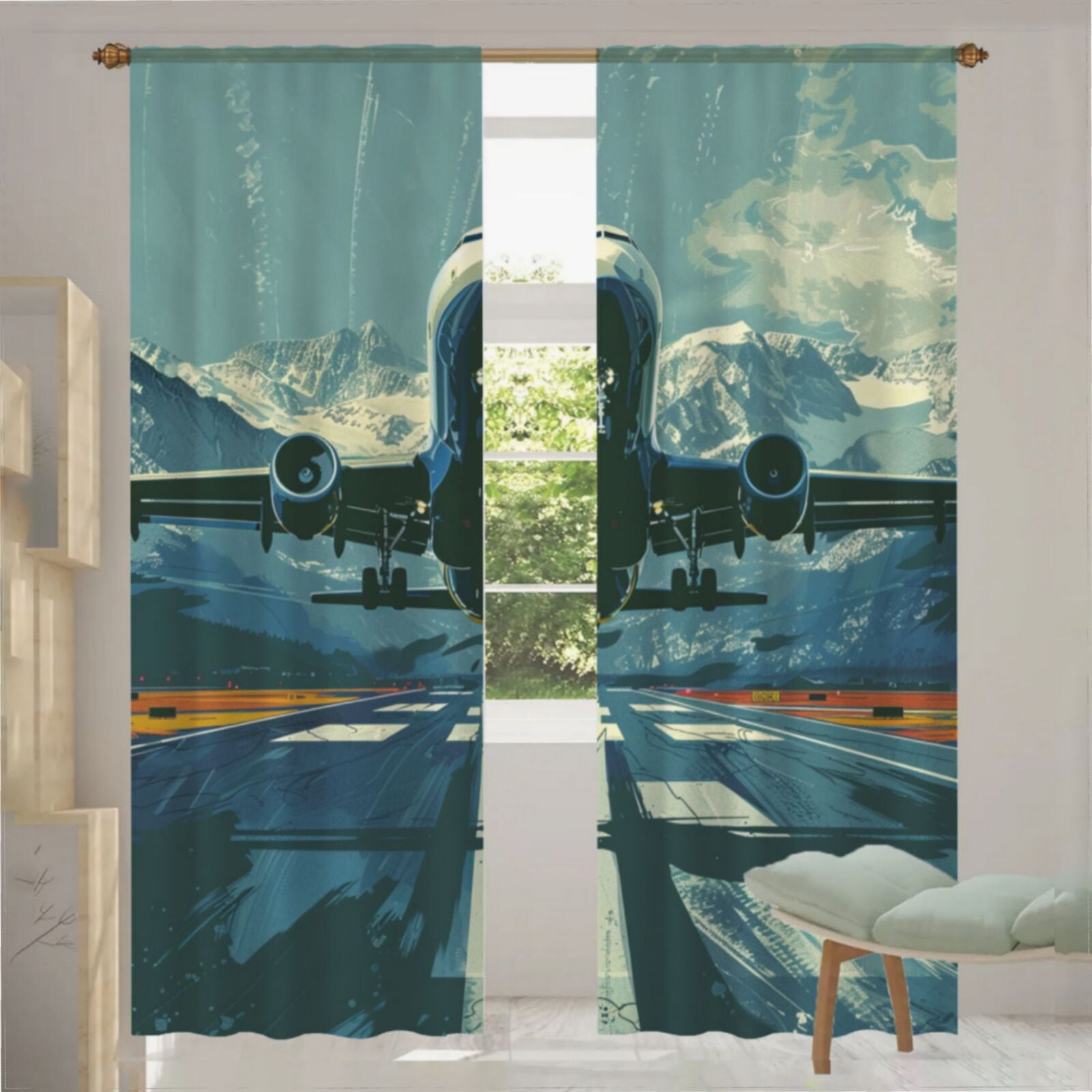 Airplane Takeoff (7) Curtain For Living Room Bedroom Kitchen Window ...