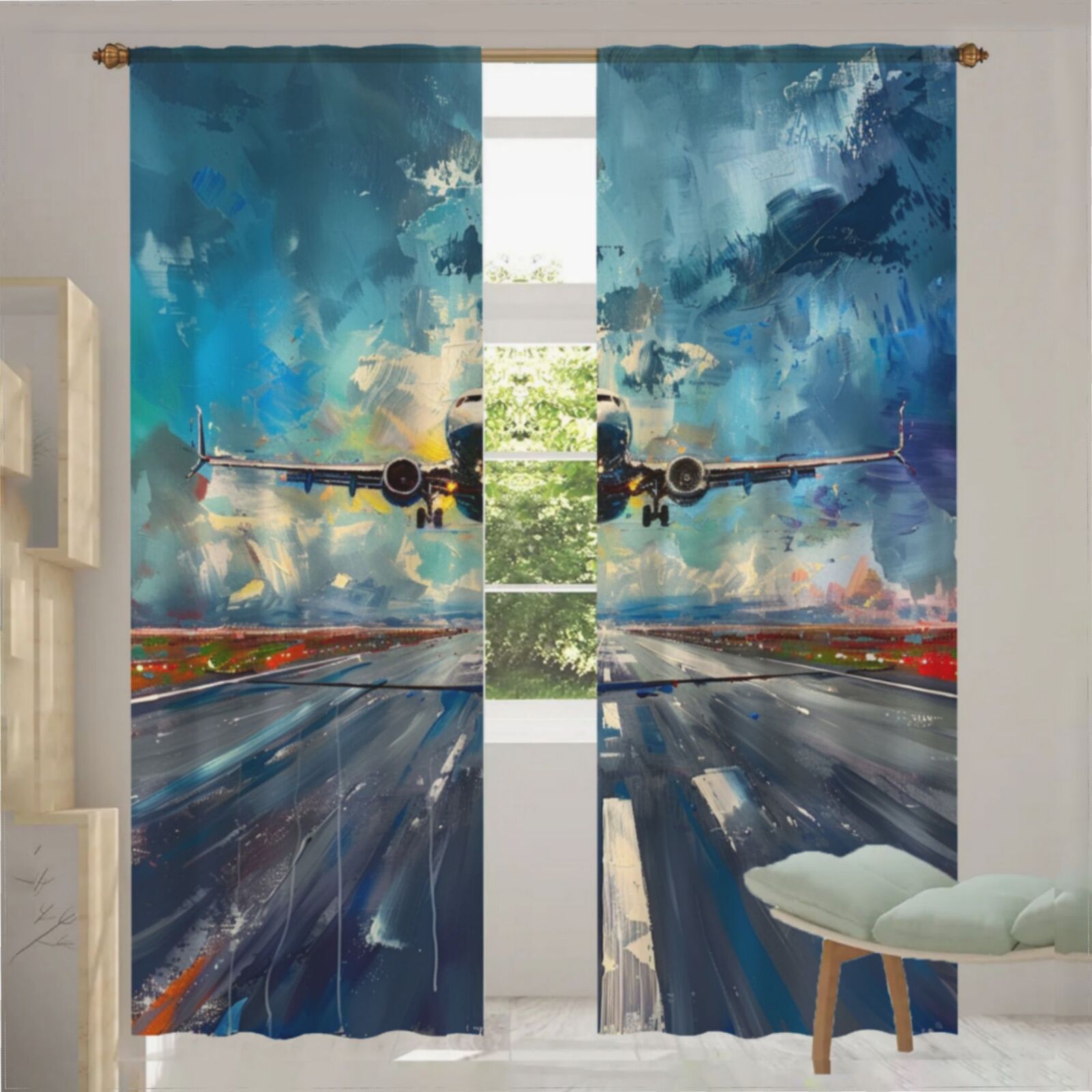 Airplane Takeoff (70) Curtains for Living Room Bedroom Decor ...