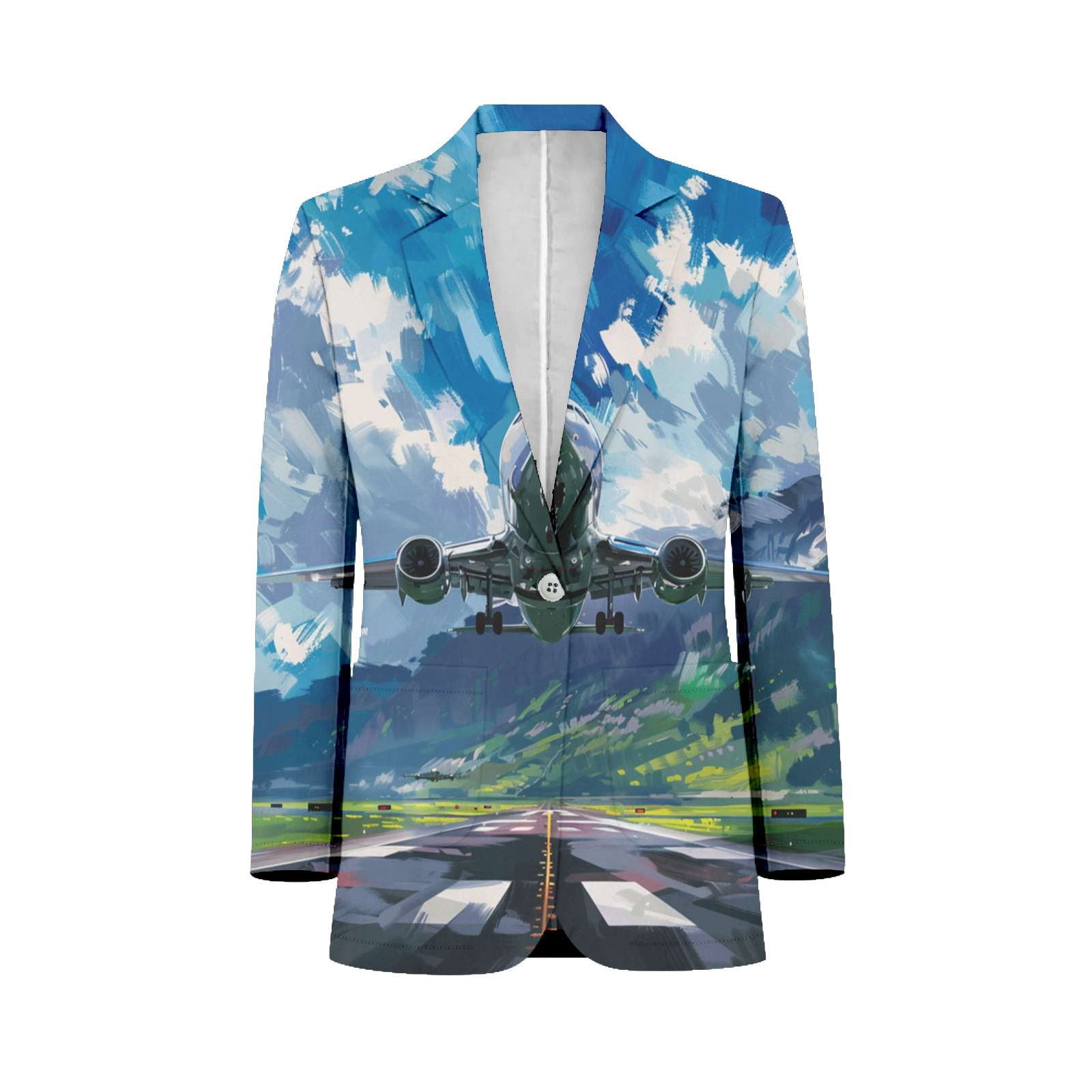Airplane Takeoff Customized Men's Suits full man Shawl Collar Gentleman ...