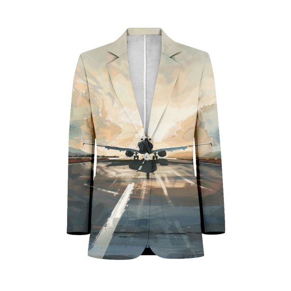 Airplane Takeoff Mens Suits Shawl Collar Slim Fit Suit Mens Groom ...
