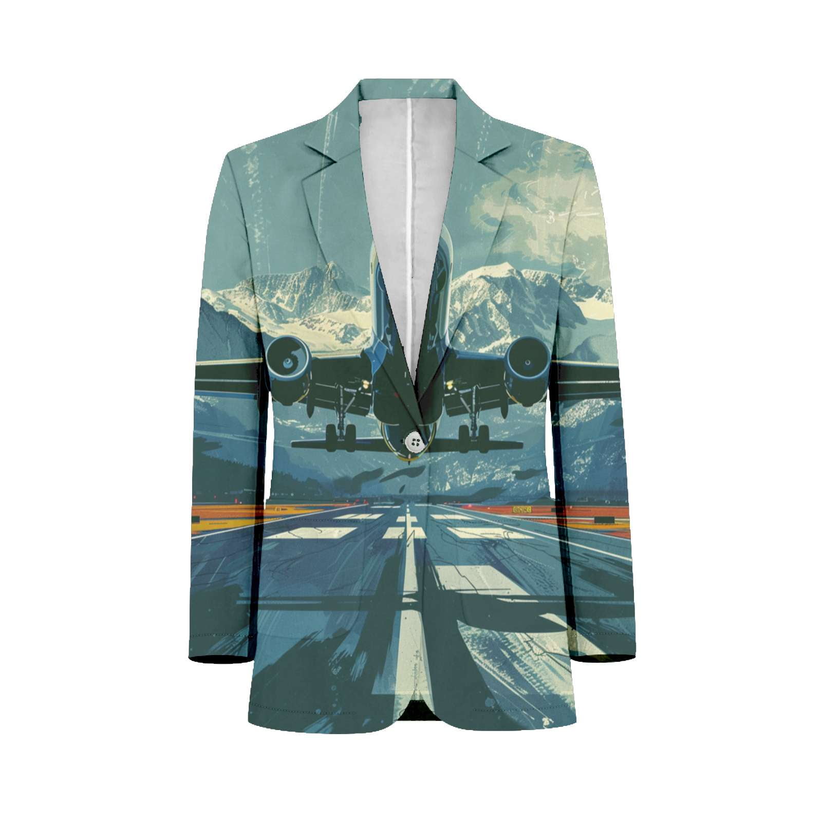 Airplane Takeoff Mens Suits Shawl Collar Slim Fit Suit Mens Groom ...