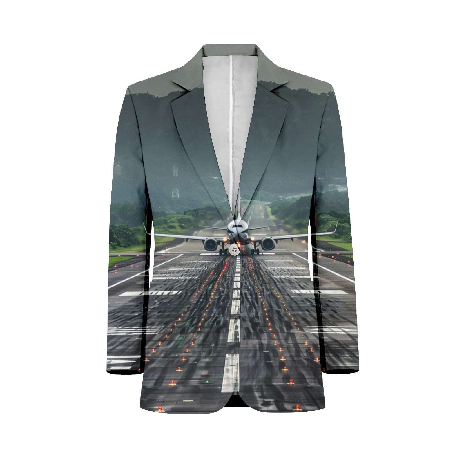 Airplane Takeoff Mens Suits Shawl Collar Slim Fit Suit Mens Groom ...