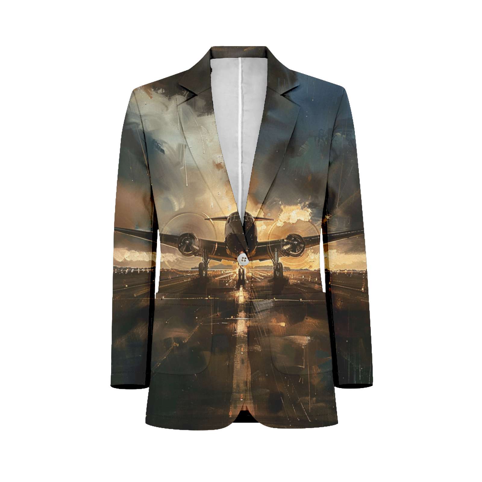 Airplane Takeoff Mens Suits Shawl Collar Slim Fit Suit Mens Groom ...