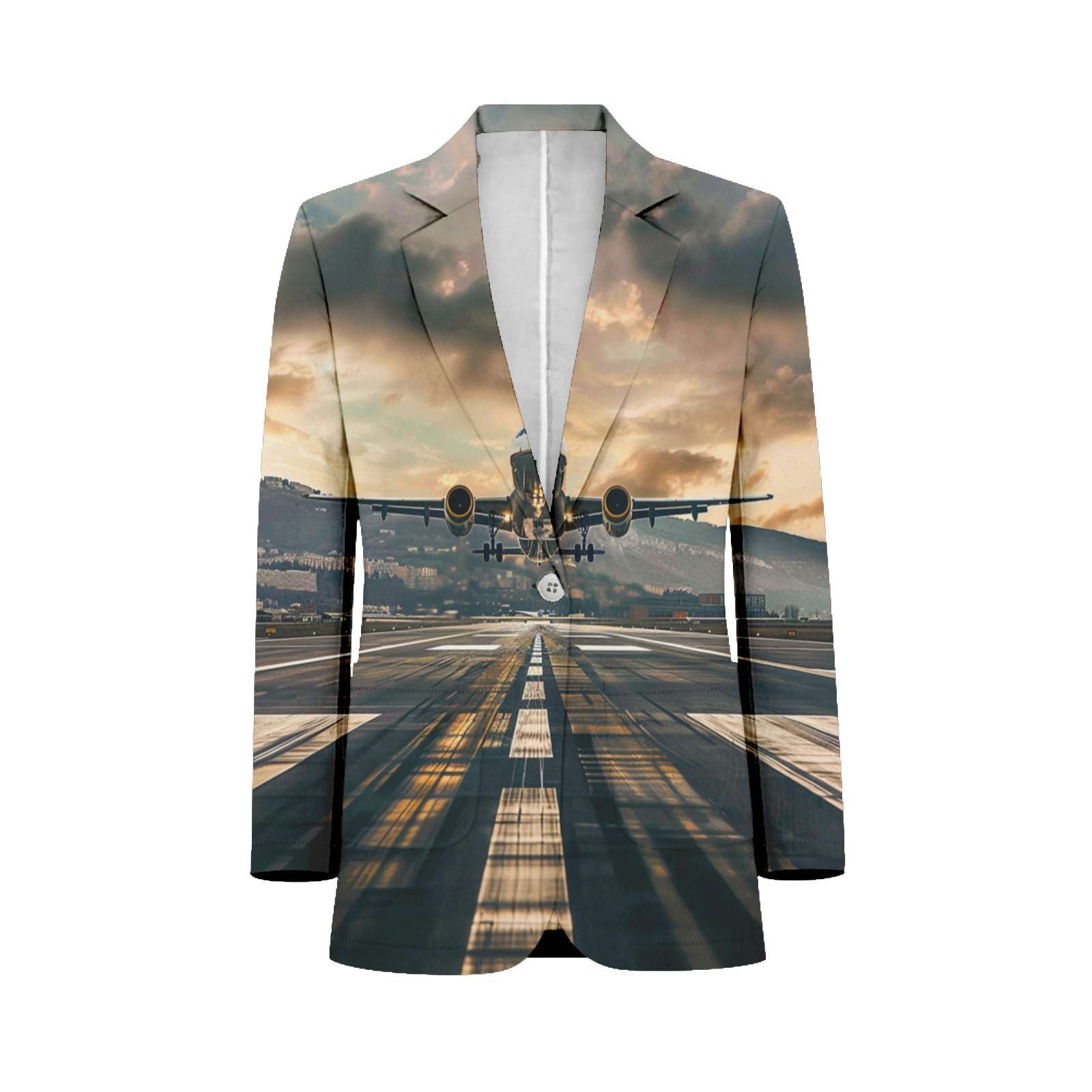 Airplane Takeoff Mens Suits Shawl Collar Slim Fit Suit Mens Groom ...