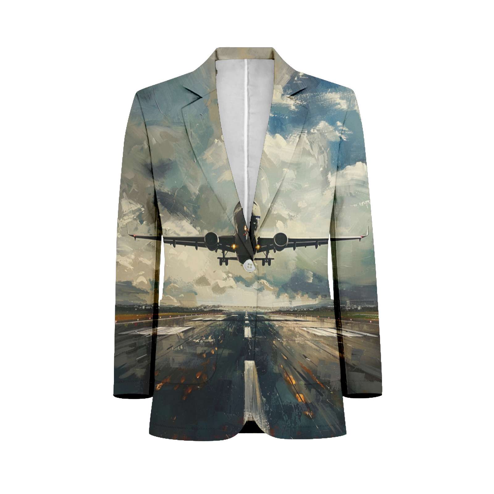 Airplane Takeoff Mens Suits Shawl Collar Slim Fit Suit Mens Groom ...