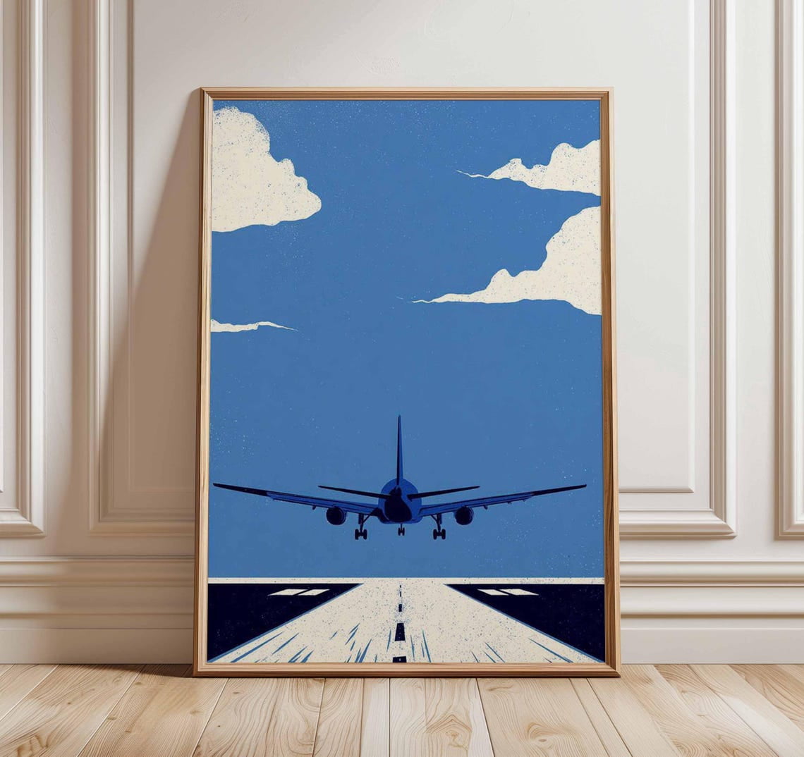 Airplane Takeoff Poster Minimalist Aviation Art Pilot Gift Wall Art ...