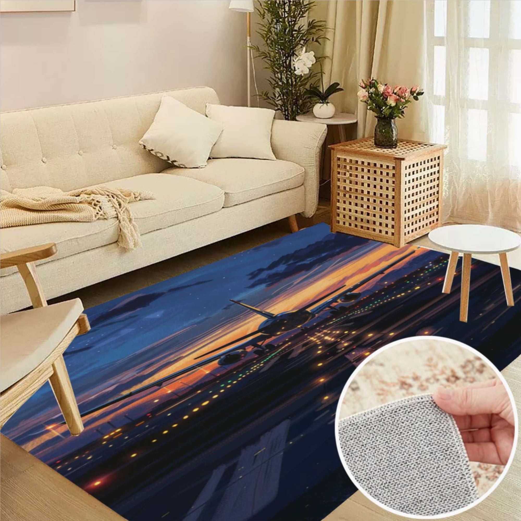 Airplane Takeoff Soft Large Area Rugs Washable Rug With Non-Slip ...