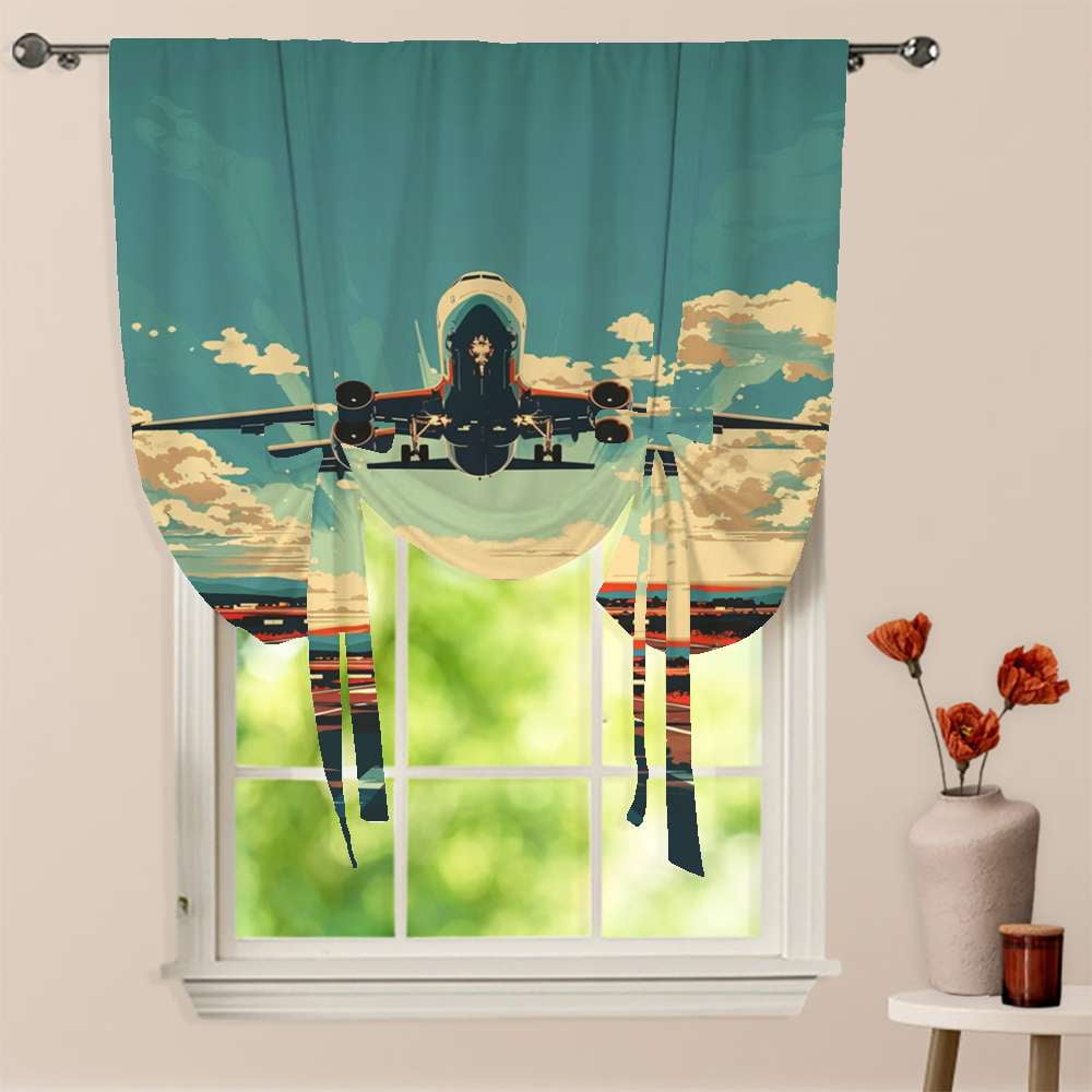 Airplane Takeoff Window Curtain for Living Room Roman Curtain Kitchen ...