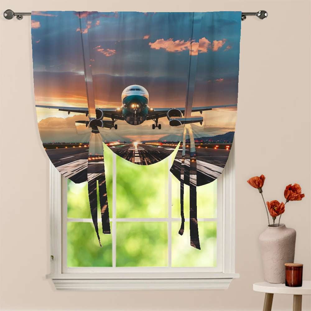 Airplane Takeoff Window Curtain for Living Room Roman Curtain Kitchen ...
