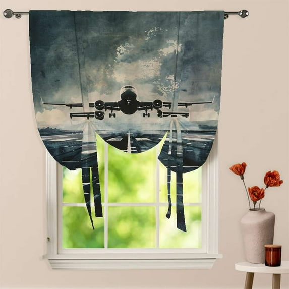 Airplane Takeoff Window Curtain for Living Room Roman Curtain Kitchen ...